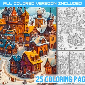 Winter Village Coloring Book: 25 Festive Christmas City Pages (PDF) - Etsy