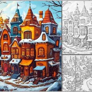 Winter Village Coloring Book: 25 Festive Christmas City Pages (PDF) - Etsy