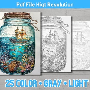 Sea in a Jar Coloring Book: Nautical Marine Life (PDF Download) - Etsy
