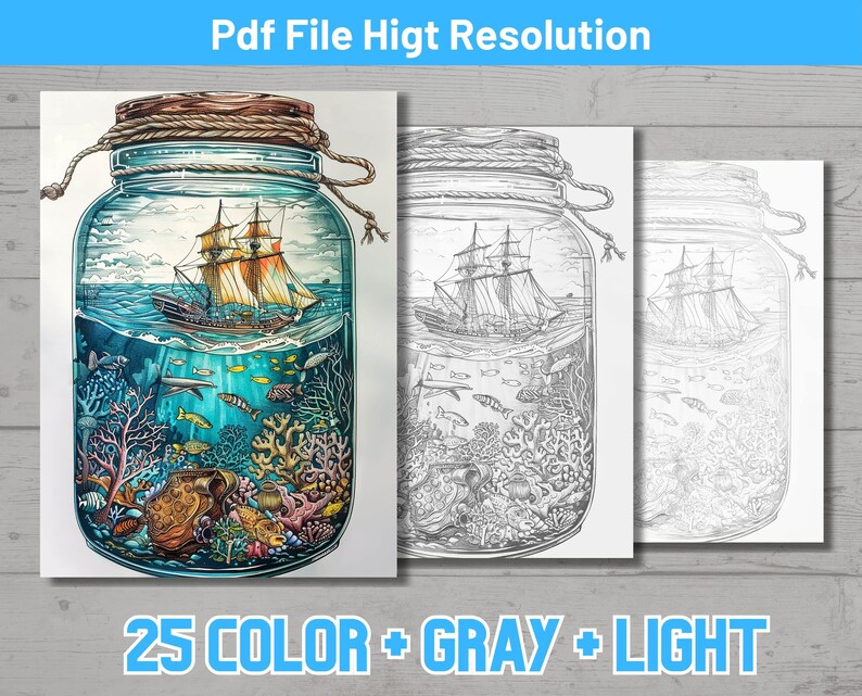 Sea in a Jar Coloring Book: Nautical Marine Life (PDF Download) - Etsy