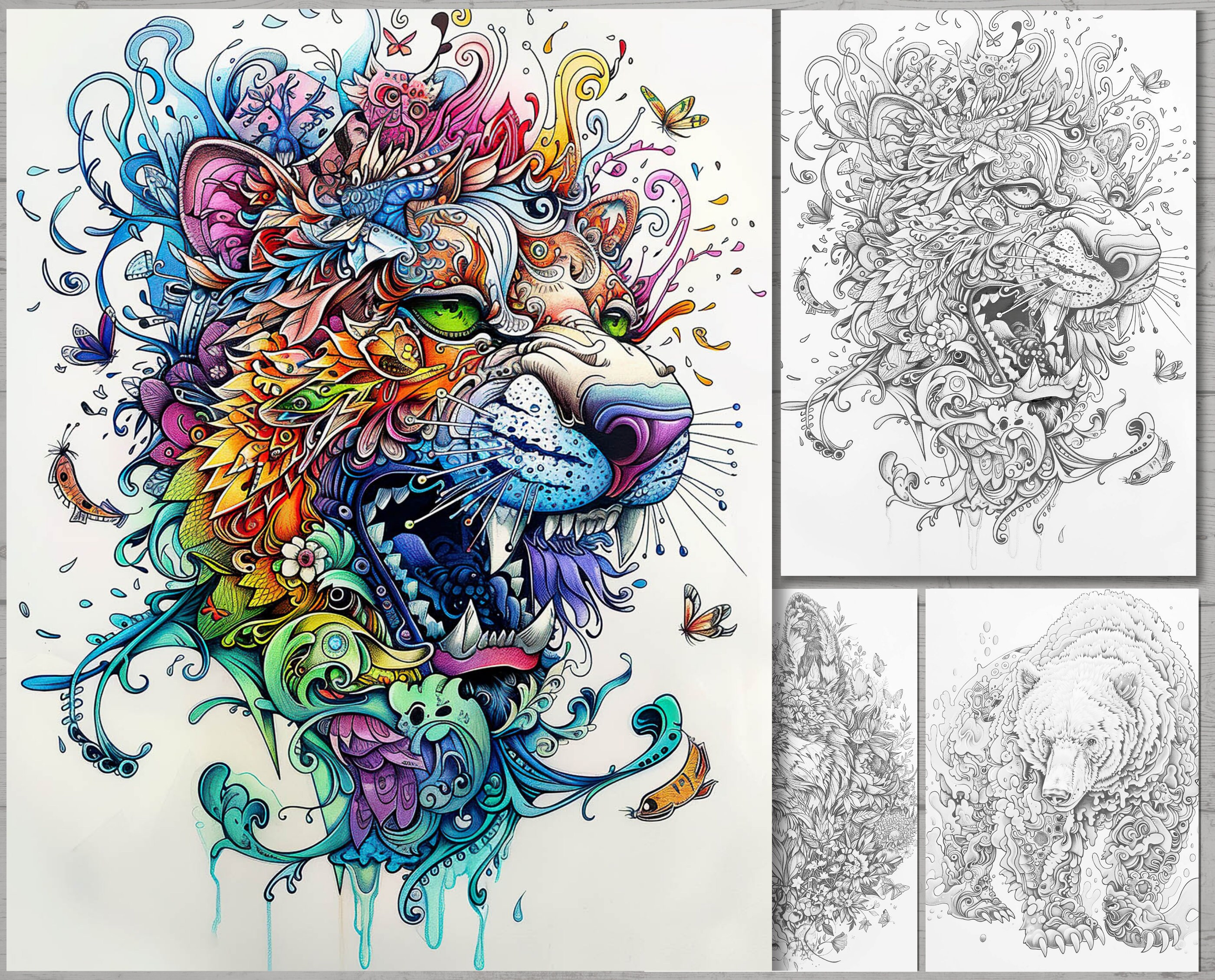 Futuristic Doodle Coloring Book: Modern Art Illustrations (digital ...
