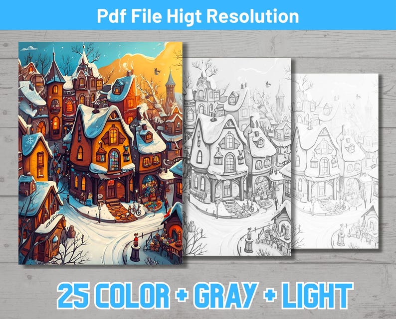 Winter Village Coloring Book: 25 Festive Christmas City Pages (PDF) - Etsy