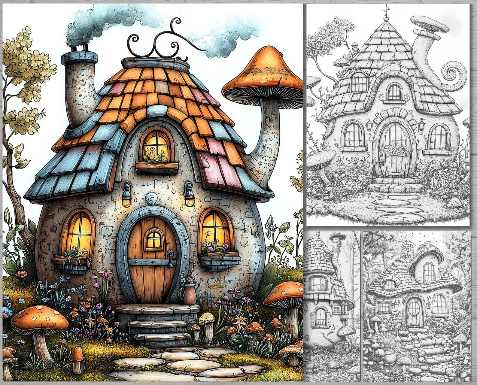 Enchanted Teapot Cottage Coloring Book: Fantasy Printable Pages ...