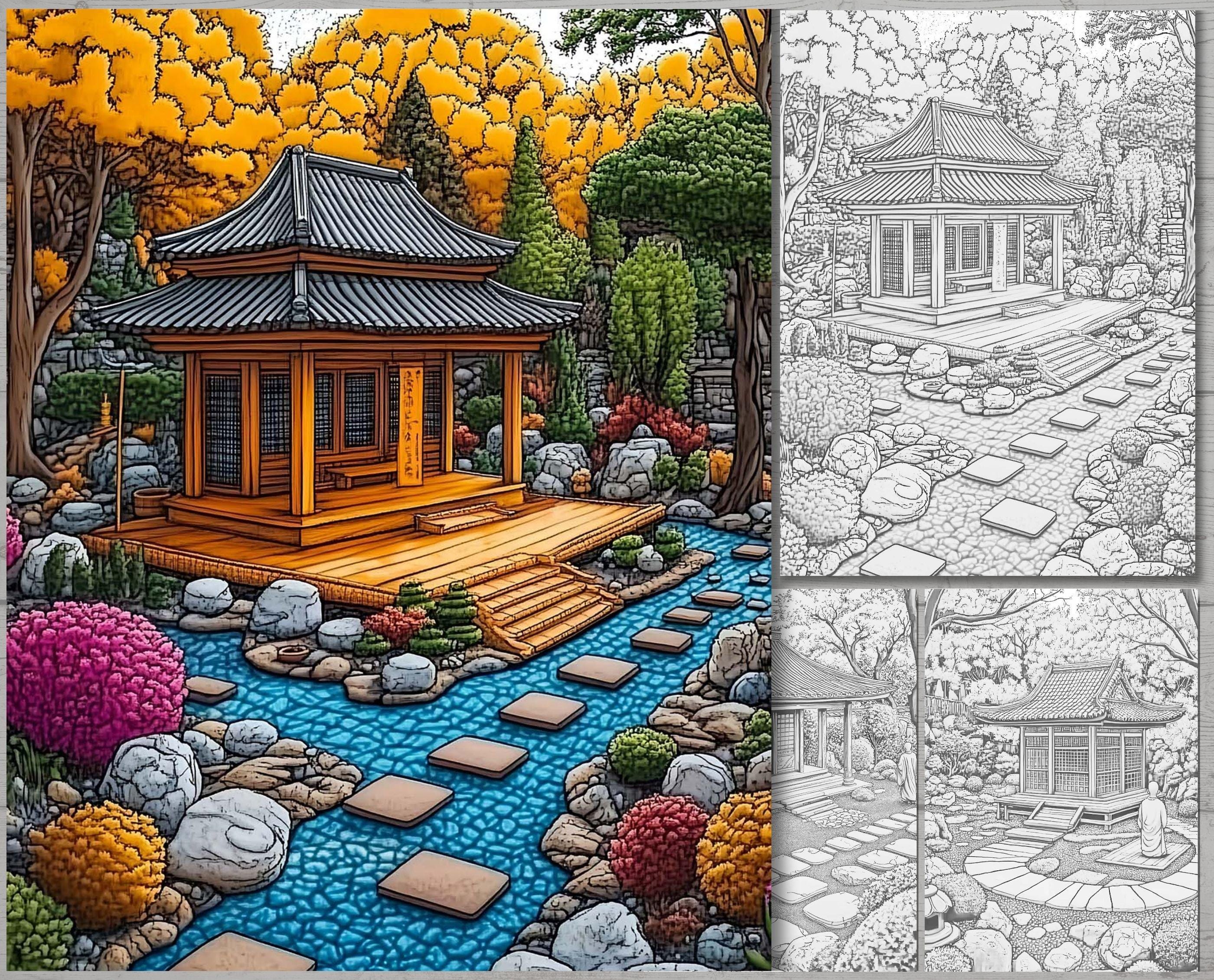 Zen Garden Coloring Book: Japanese Temple Art (printable PDF) - Etsy