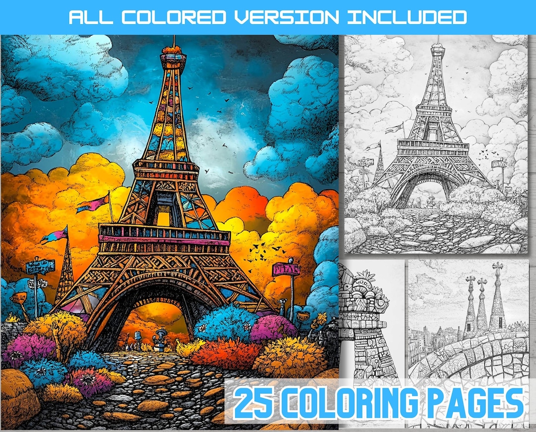 World Monuments Coloring Pages, Travel Landmarks for Adults and Kids ...