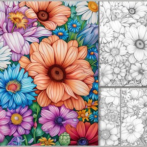 Full Color Flowers Mandala Coloring Book, Adult and Kids Flower ...