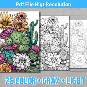 Blooming Cactus Coloring Pages: Floral Cacti Designs (PDF Download) - Etsy