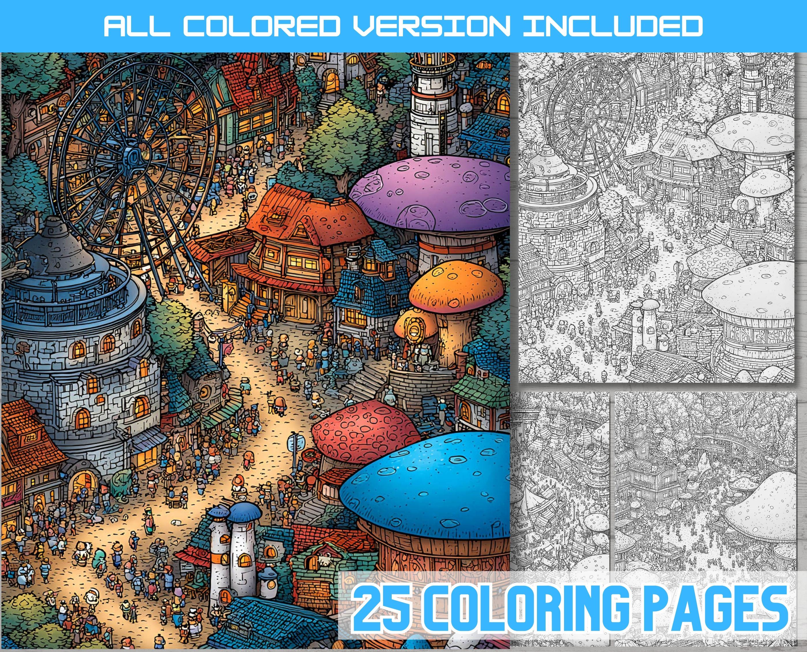 Whimsical Amusement Park Coloring Book: Fantasy Funfair Town (PDF ...