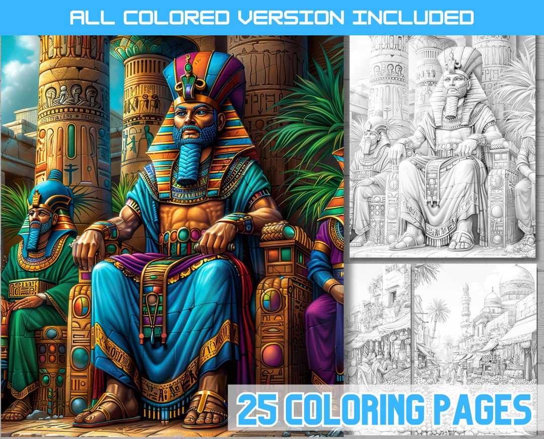 Libro para colorear del Antiguo Egipto, Escenas de Pirámides y Faraones ...
