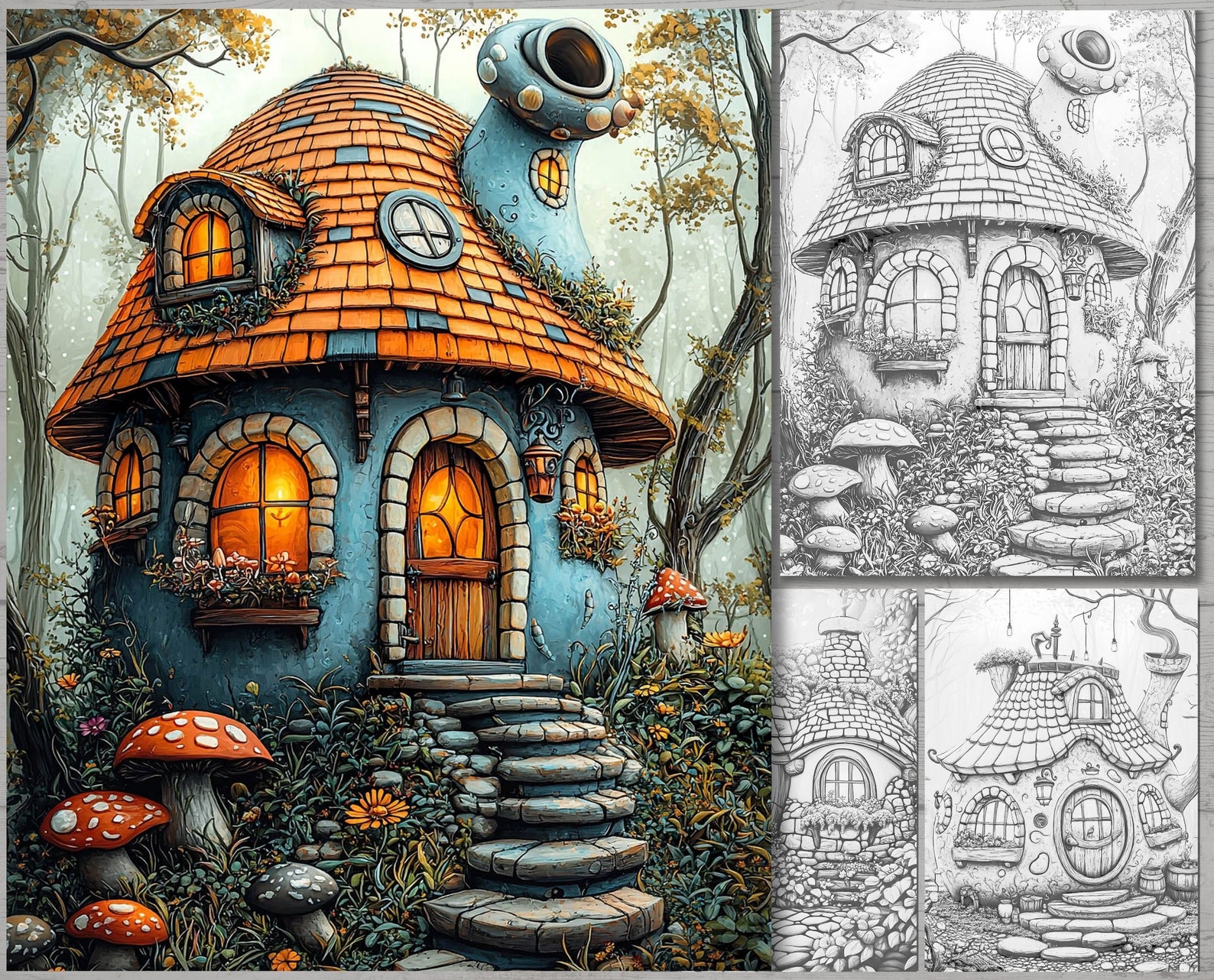 Enchanted Teapot Cottage Coloring Book: Fantasy Printable Pages ...