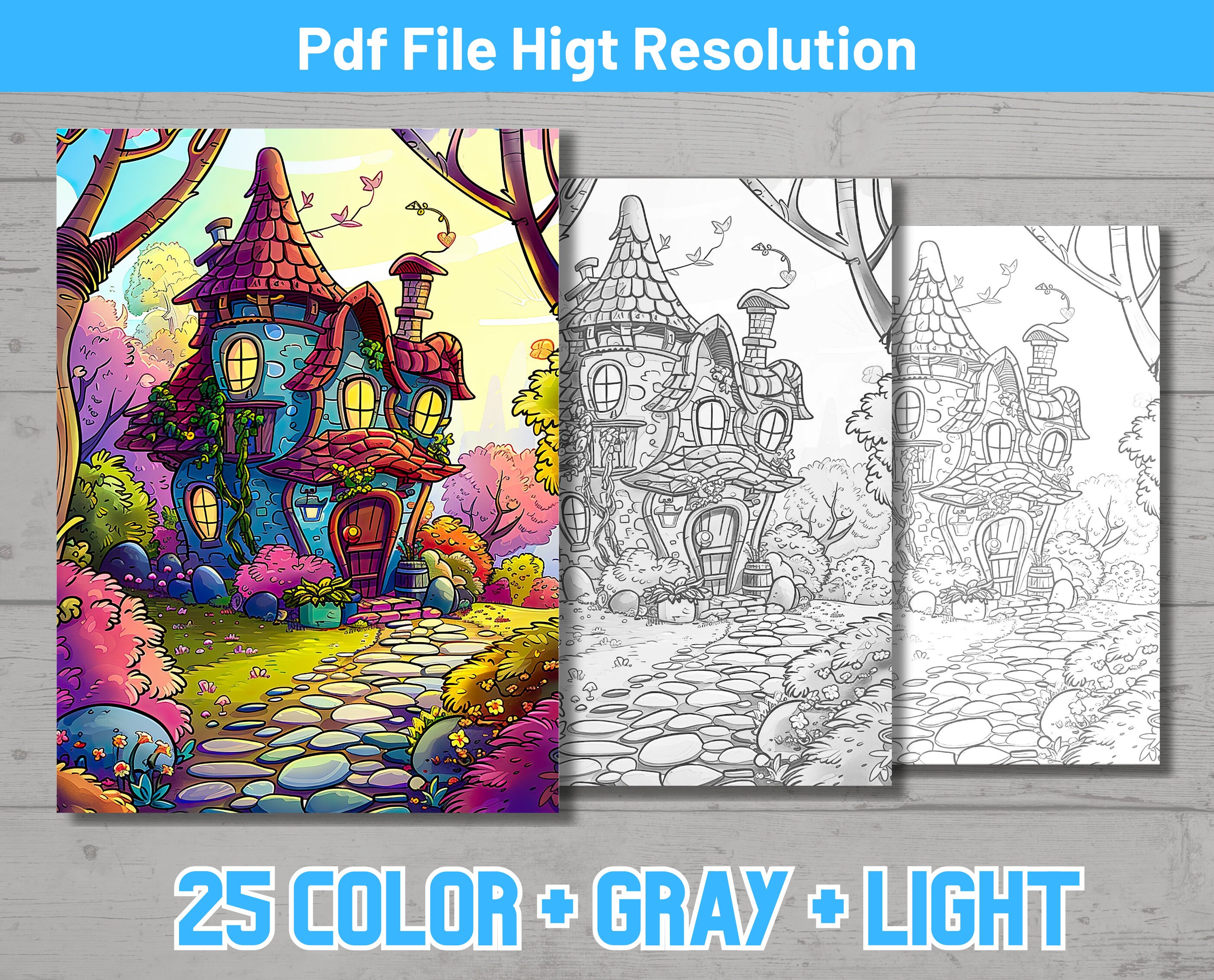 Cute House in the Wood Coloring Pages, Lovely Forest Cottage Coloring ...