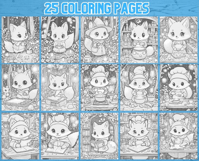 Cute Little Fox Coloring Book, Adorable Fairy Orange Fox Coloring Pages ...