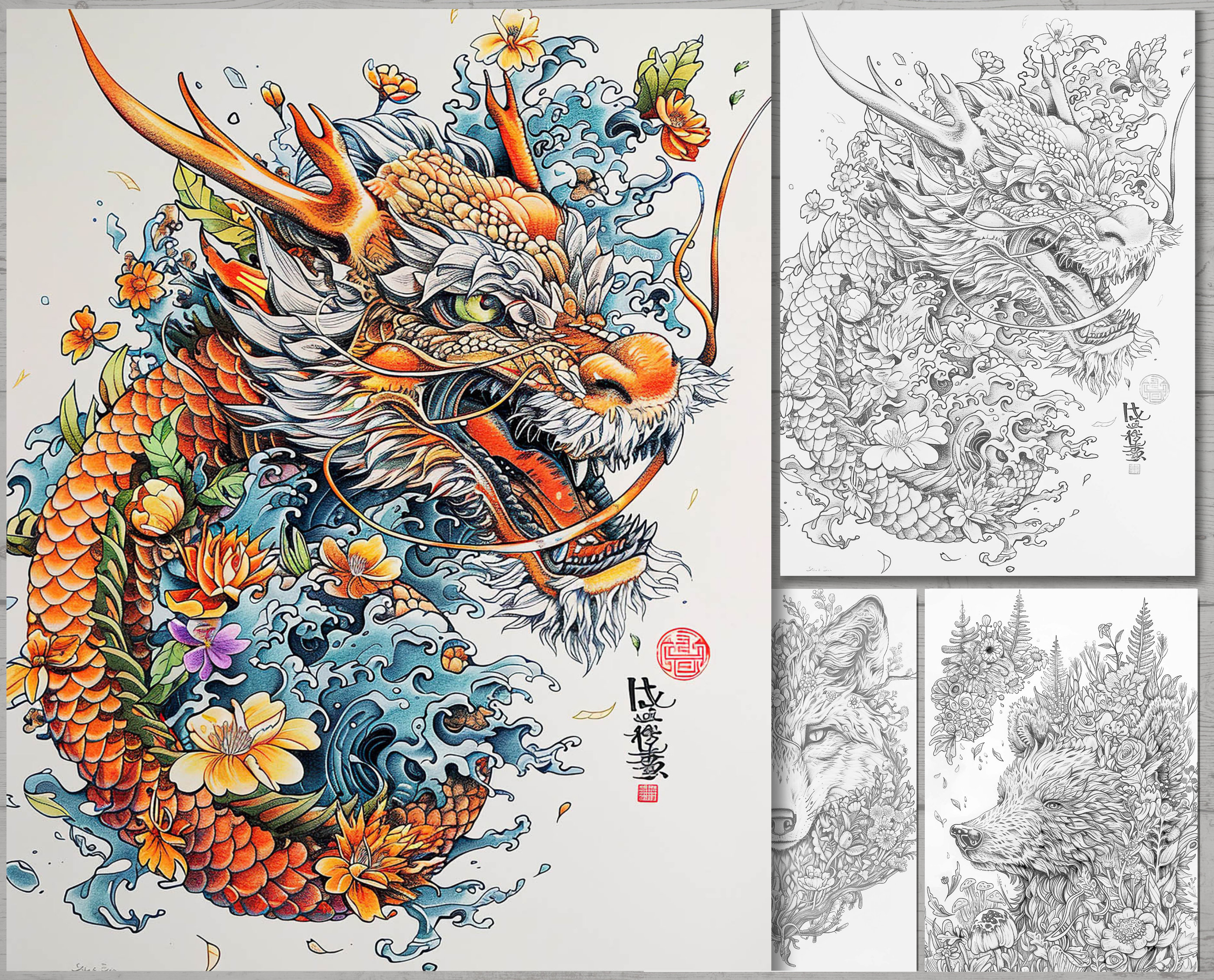 Futuristic Doodle Coloring Book: Modern Art Illustrations (digital ...