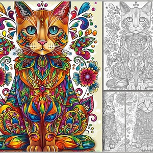 Whimsical Cats Mandala Coloring Book: Adult & Kids (PDF Download) - Etsy