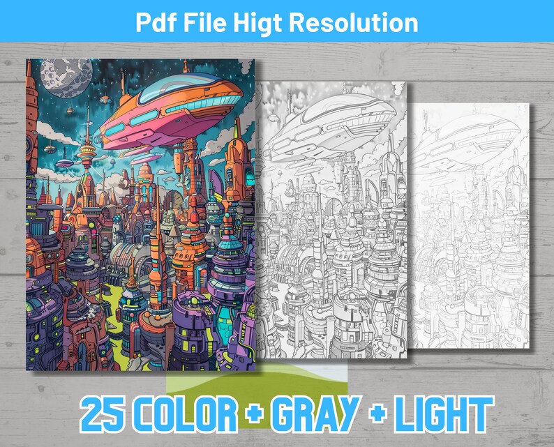 Futuristic City Coloring Pages: Space Metropolis Artwork (PDF Download ...