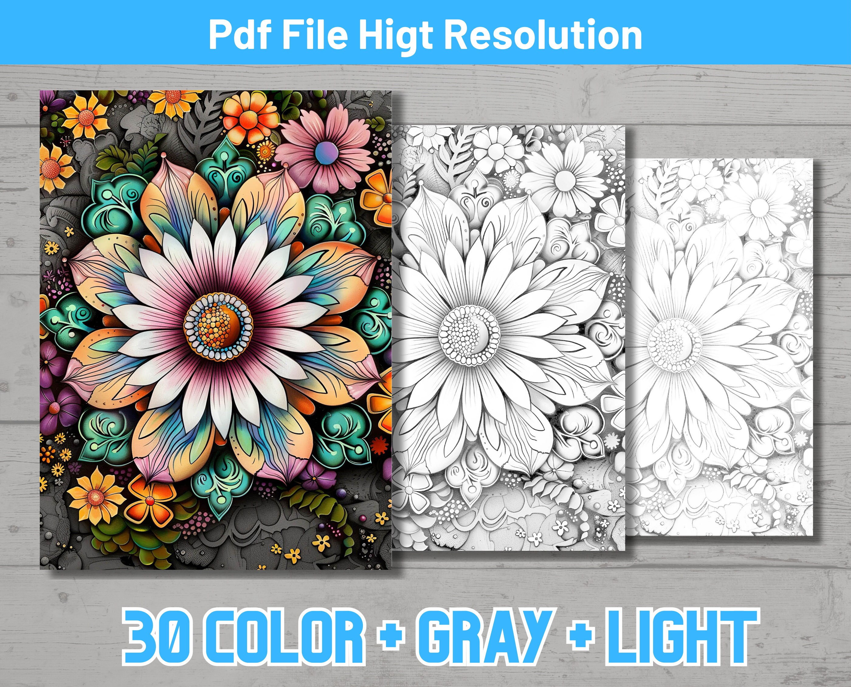 Spirals Flower Mandala Coloring Book, Adult and Kids Flower Coloring ...