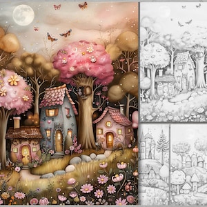 Fantasy Village Coloring Book: Enchanted Houses, Magical Landscape (PDF ...