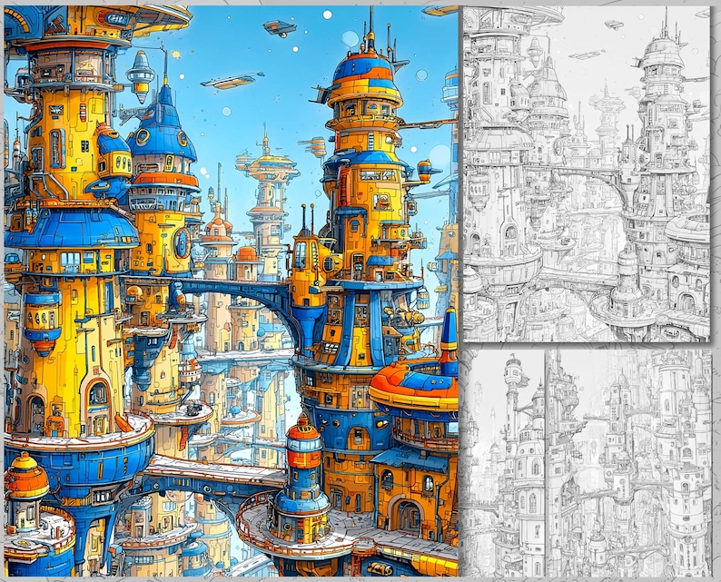 Futuristic City Coloring Pages, Printable Sci-fi Cityscapes, Fantasy ...
