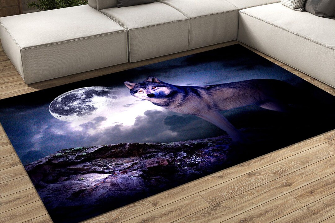 Wolf Rug,wolf Pattern Rug,living Room Rug,kids Room Child Rug,animal ...
