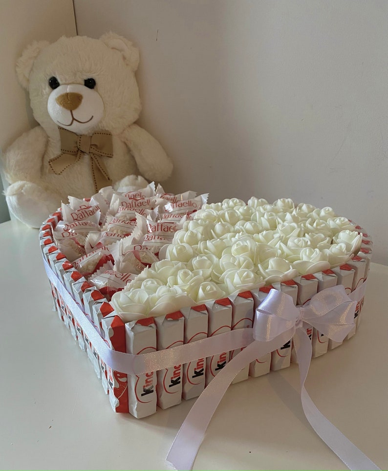 Chocolate Ferrero Bouquet and Forever Roses, Heart Ferrero Rocher ...