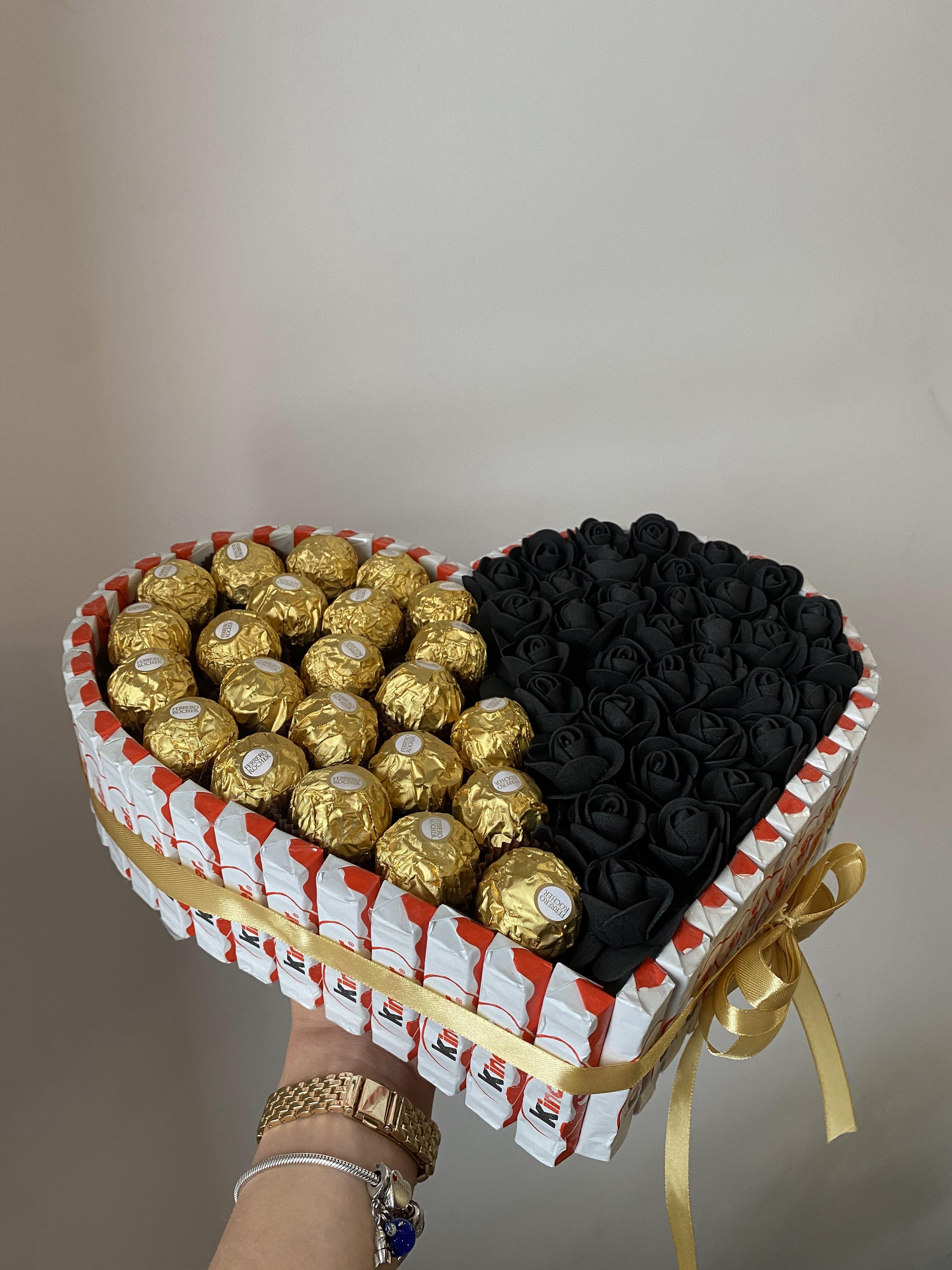Chocolate Ferrero Bouquet and Forever Roses, Heart Ferrero Rocher ...