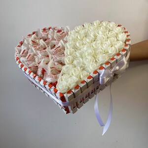 Heart Candy Box: Ferrero Rocher, Raffaello, Artificial Roses - Etsy