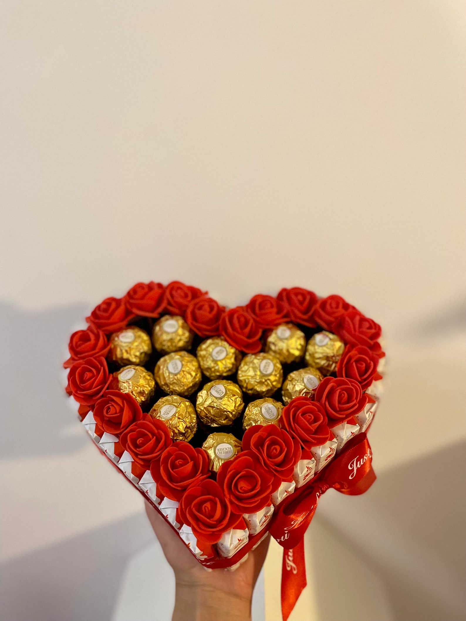 Chocolate Ferrero Bouquet and Forever Roses, Heart Ferrero Rocher ...
