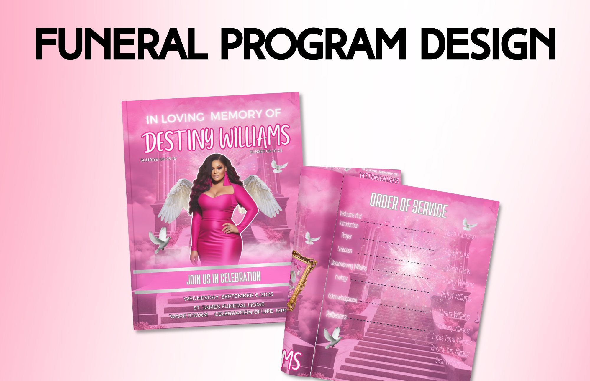Funeral Program Design Template| Obituary | Editable Canva Pro - Etsy