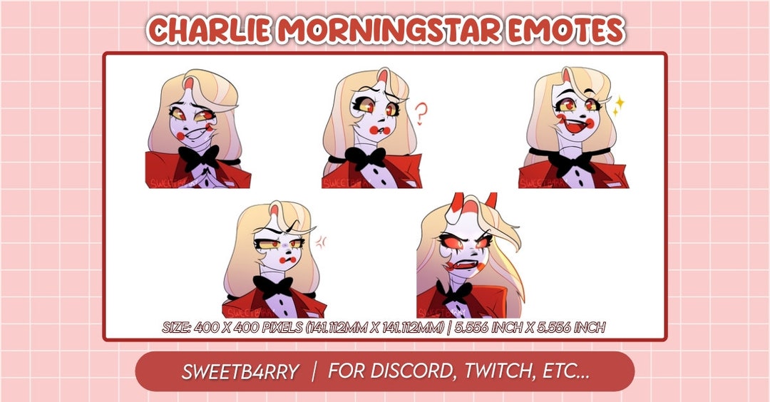 Emotes Charlie Morningstar Hazbin Hotel Stickers for Twitch, Discord ...