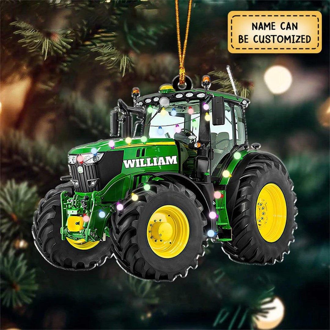 Farmer Tractor With Christmas Light Personalized Ornament, Custom ...