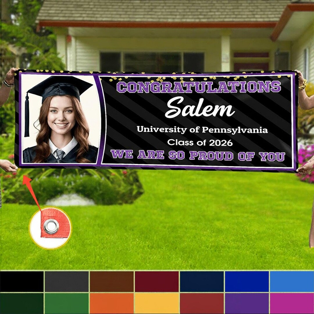 Custom Graduation Banner, Personalized Class of 2026 Party Decor ...