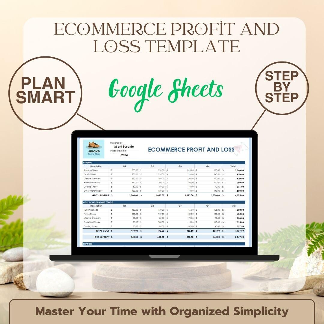 Ecommerce Profit and Loss Template, Google Sheets Financial Tracker ...