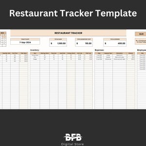 Restaurant Tracker Template, Google Sheets Business Planner, Sales ...