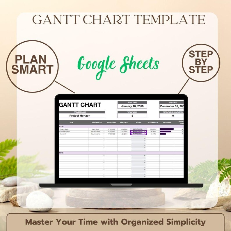 Gantt Chart Template, Google Sheets Project Planner, Task Scheduling ...