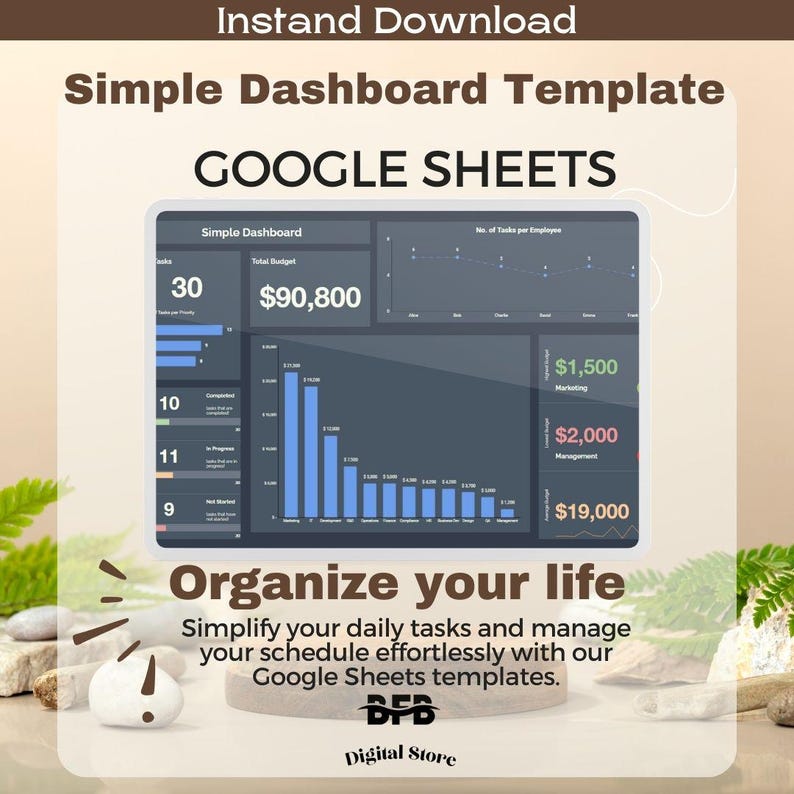 Simple Dashboard Template, Google Sheets Data Visualization ...