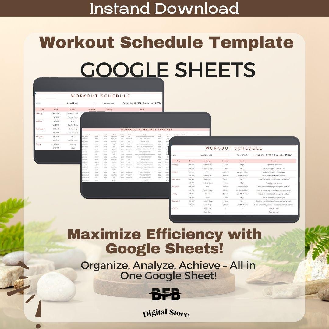 Workout Schedule Template,google Sheets Fitness Planner,exercise ...