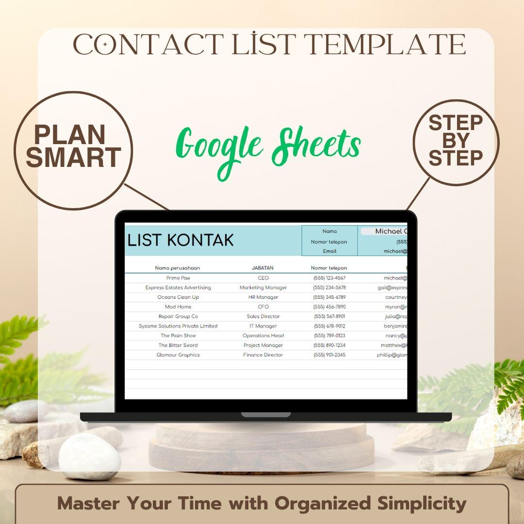 Contact List Template, Google Sheets Address Book, Client Contact ...
