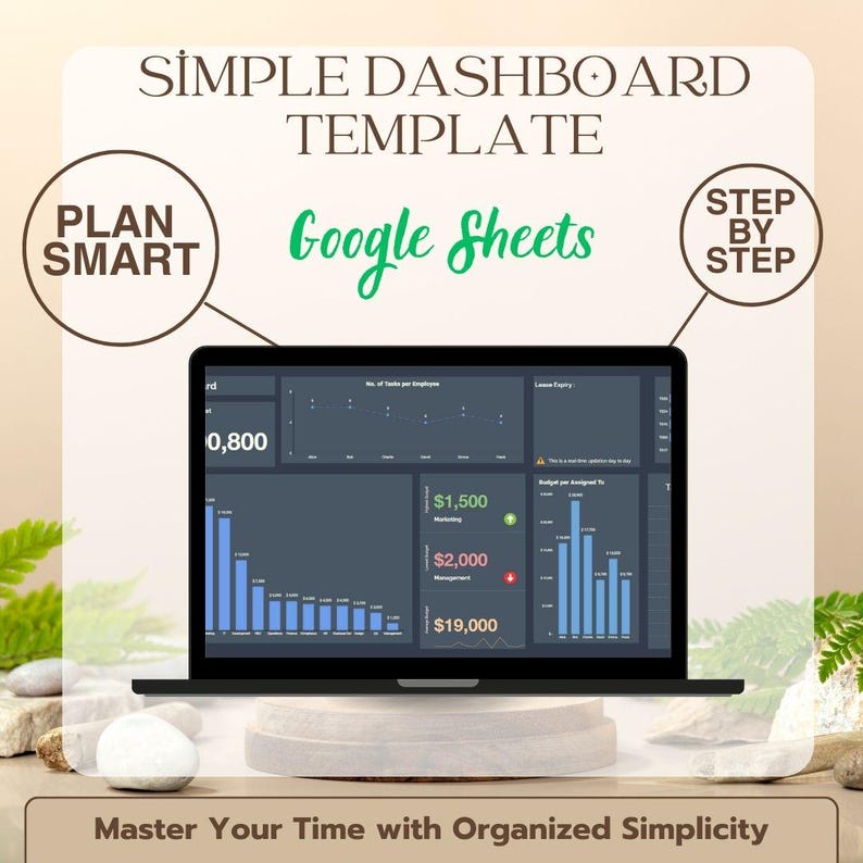 Simple Dashboard Template, Google Sheets Data Visualization, Performance Metrics Tracker, KPI ...
