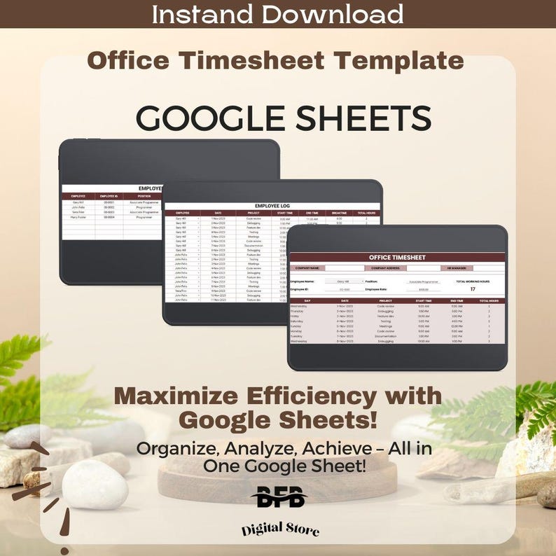 Office Timesheet Template, Google Sheets Employee Hours Tracker, Work ...