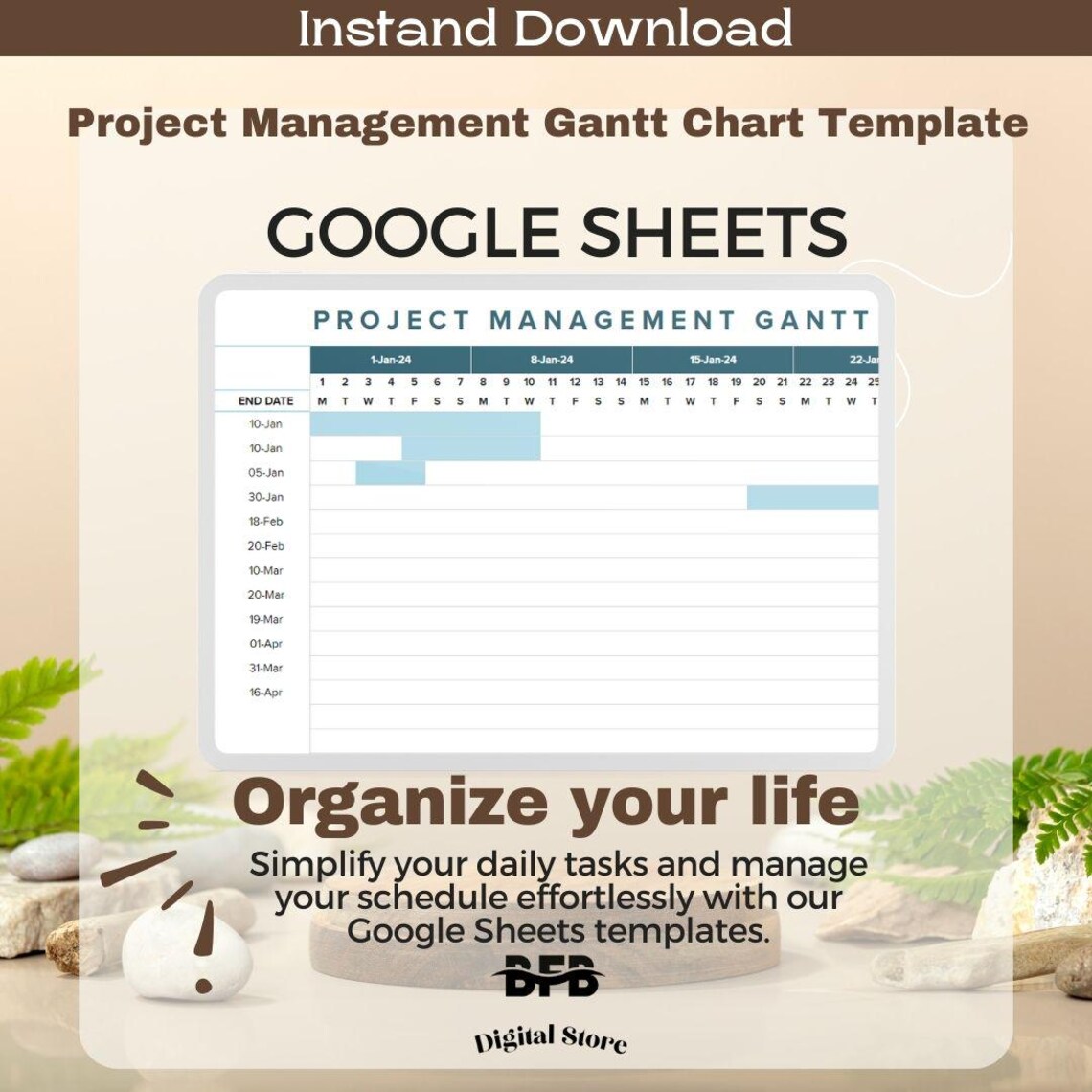 Project Management Gantt Chart Template, Google Sheets Task Scheduler ...