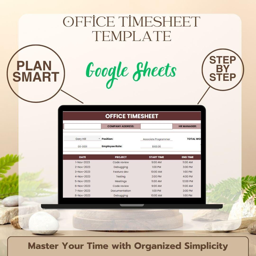 Office Timesheet Template, Google Sheets Employee Hours Tracker, Work ...