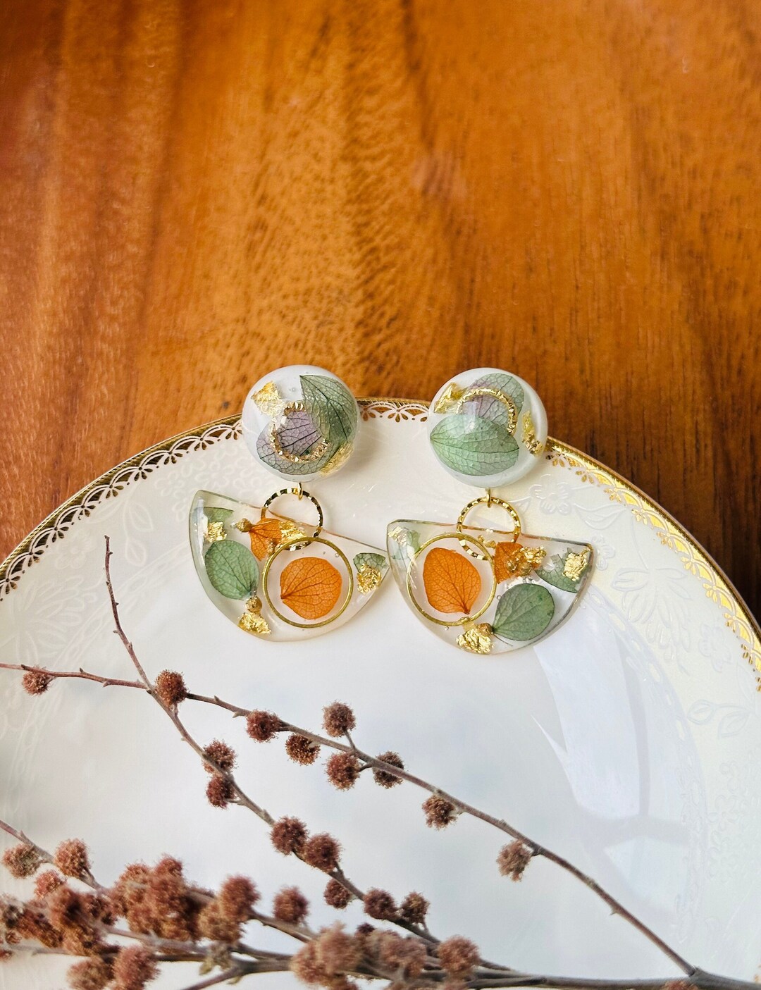 Magical Forest Handcrafted Resin Earrings - Botanical Miracle Drops - Etsy