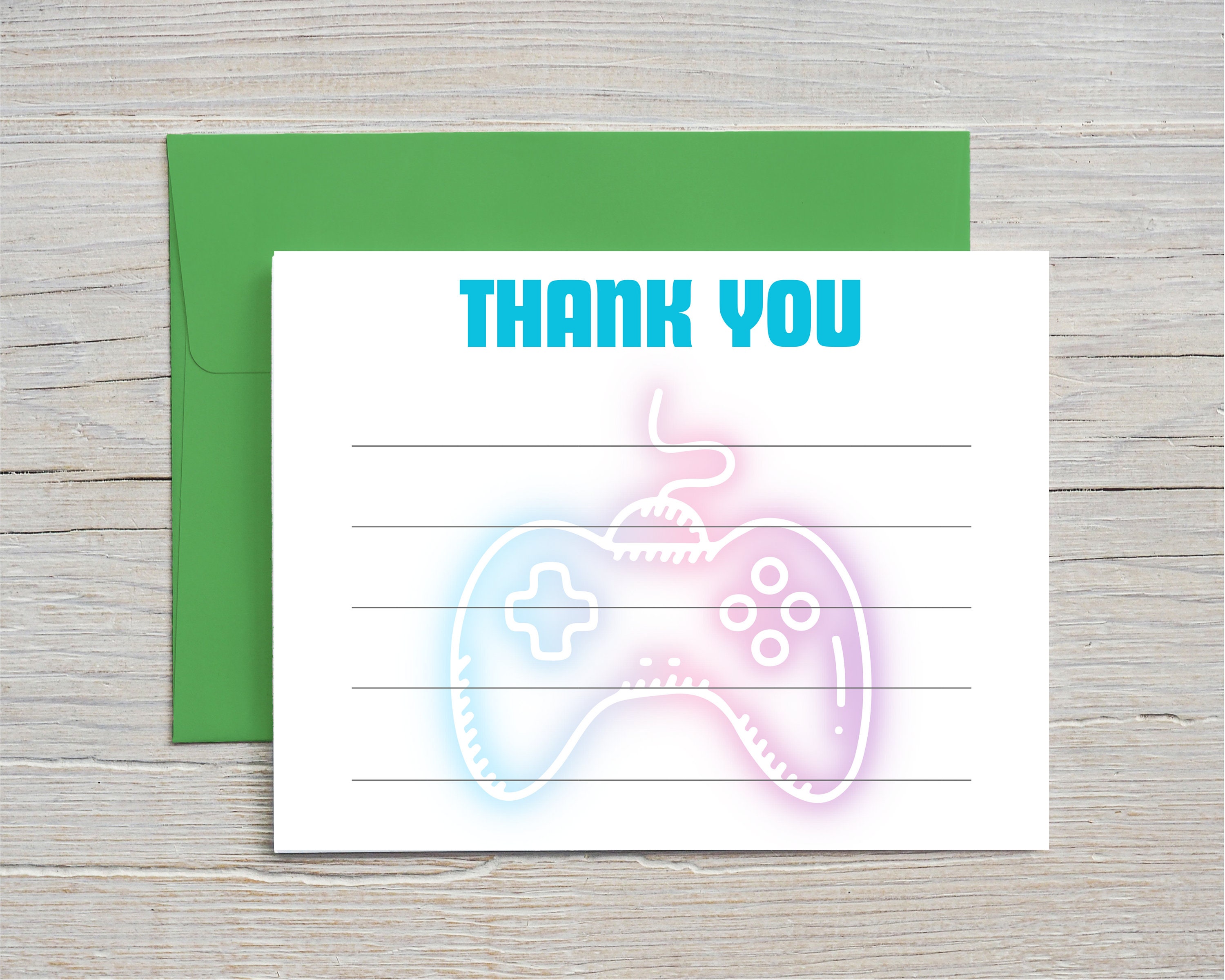 Printable Gaming Thank You Cards for Kids - Etsy