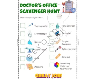 Doctor's Office Treasure Hunt for Kids Scavenger Hunt Game Nurse ...