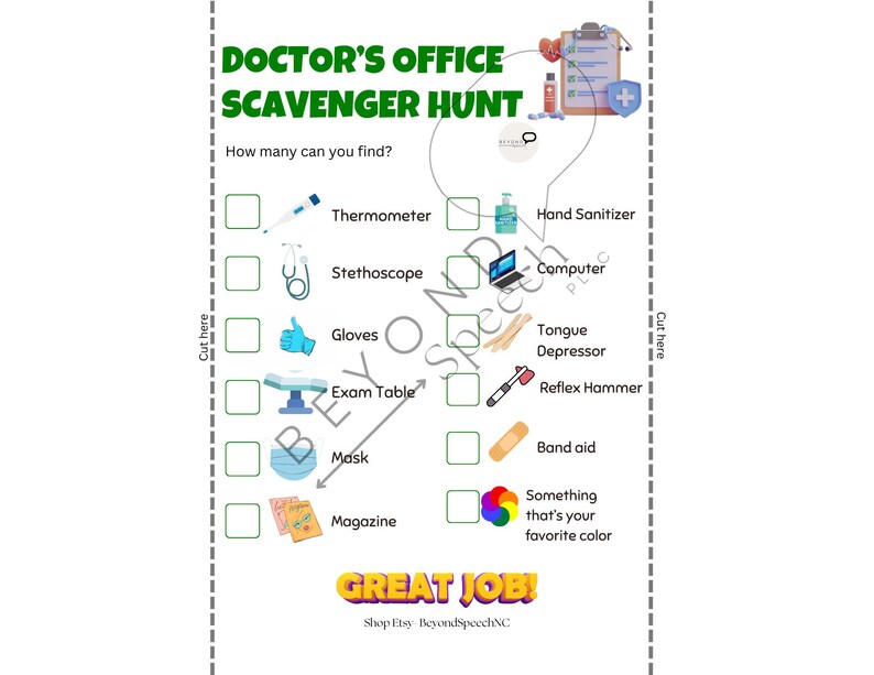 Doctor's Office Scavenger Hunt - Etsy
