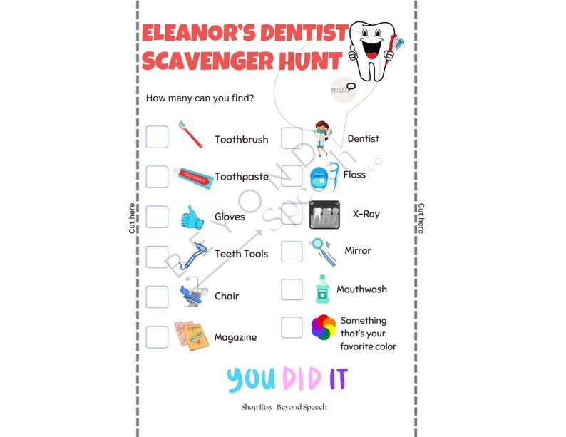 Personalized Dentist Scavenger Hunt - Etsy