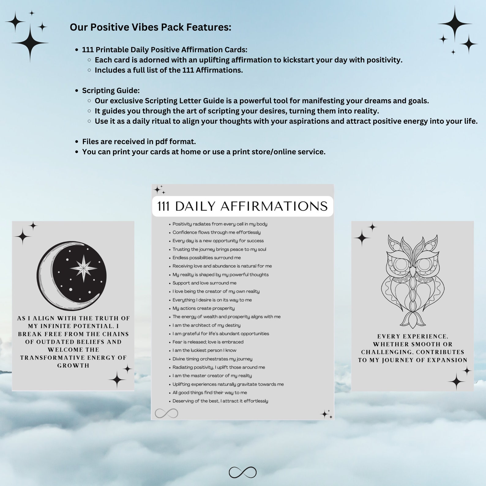 POSITIVE VIBES PACK - 111 Daily Affirmations + a Scripting Guide ...