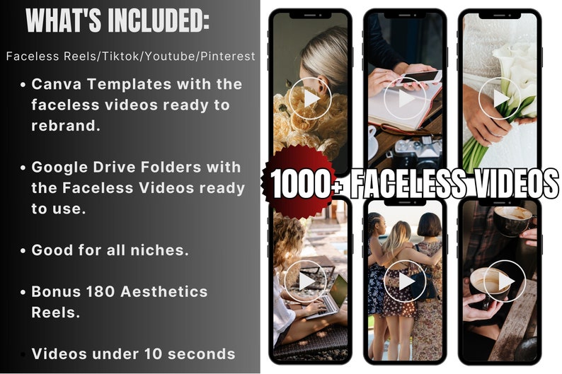 1000 Aesthetic Faceless Videos MRR + PLR | Done for You Master Resell ...