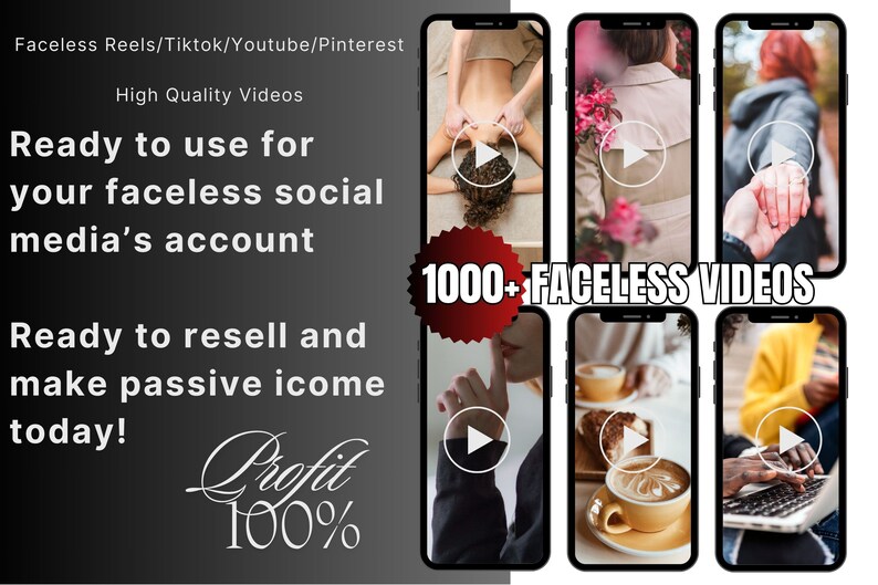 1000 Aesthetic Faceless Videos MRR + PLR | Done for You Master Resell ...