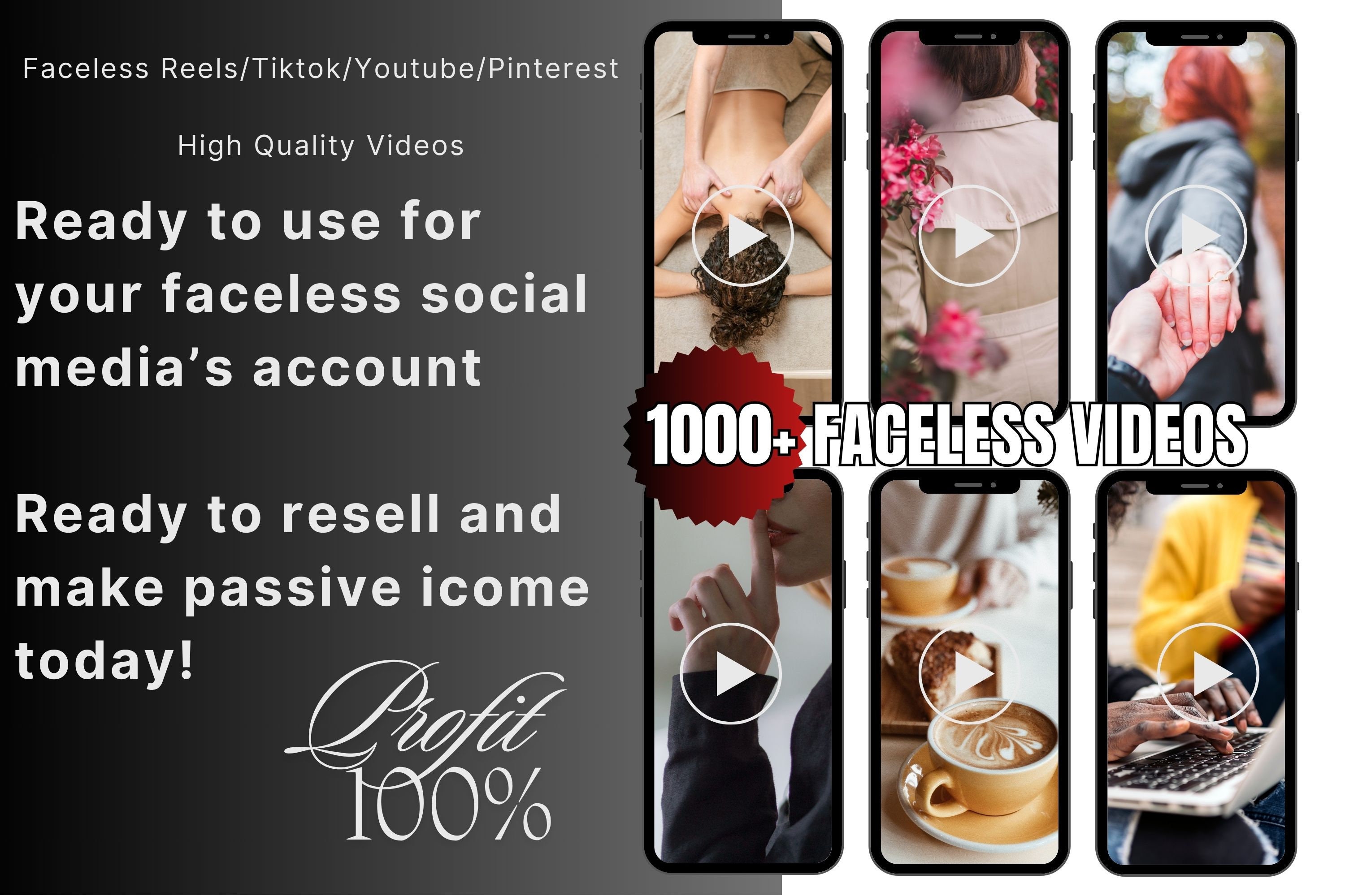 1000 Aesthetic Faceless Videos MRR + PLR | Done for You Master Resell ...